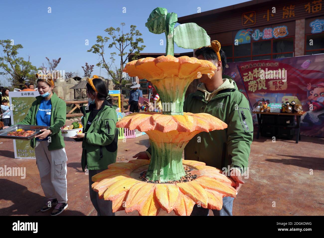 A zoo uses three groups of animal anchors to sell animal dolls ...