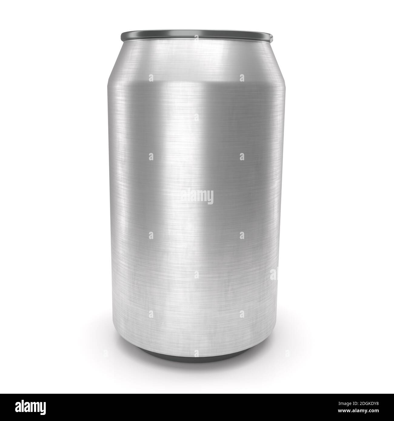 Silver aluminum beer or soda can isolated on white background. View ...