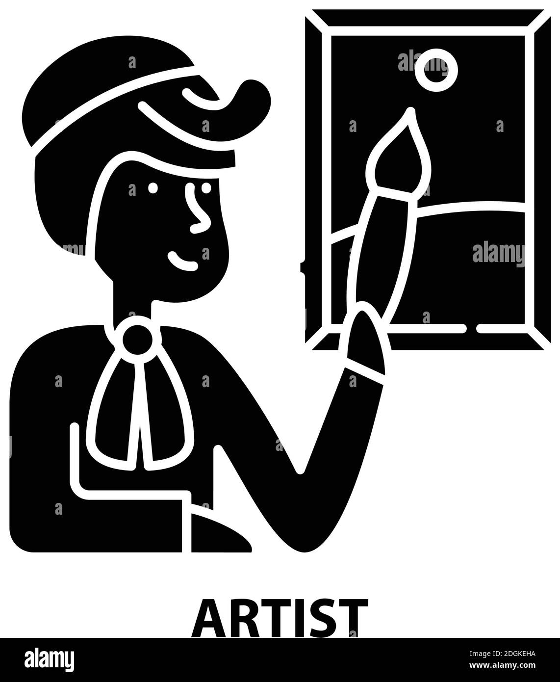 artist icon, black vector sign with editable strokes, concept ...