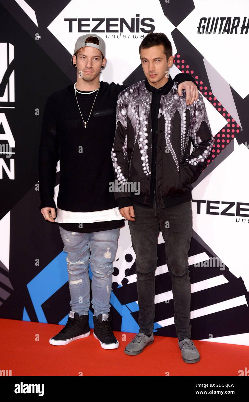 Tyler Joseph and Josh Dun of Twenty One Pilots arriving at the MTV ...
