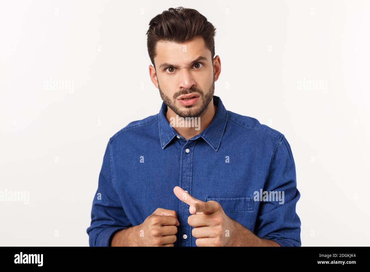 Young office worker mad by stress screaming isolated on white Stock ...