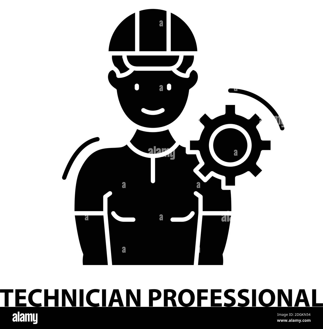 technician professional icon, black vector sign with editable strokes ...