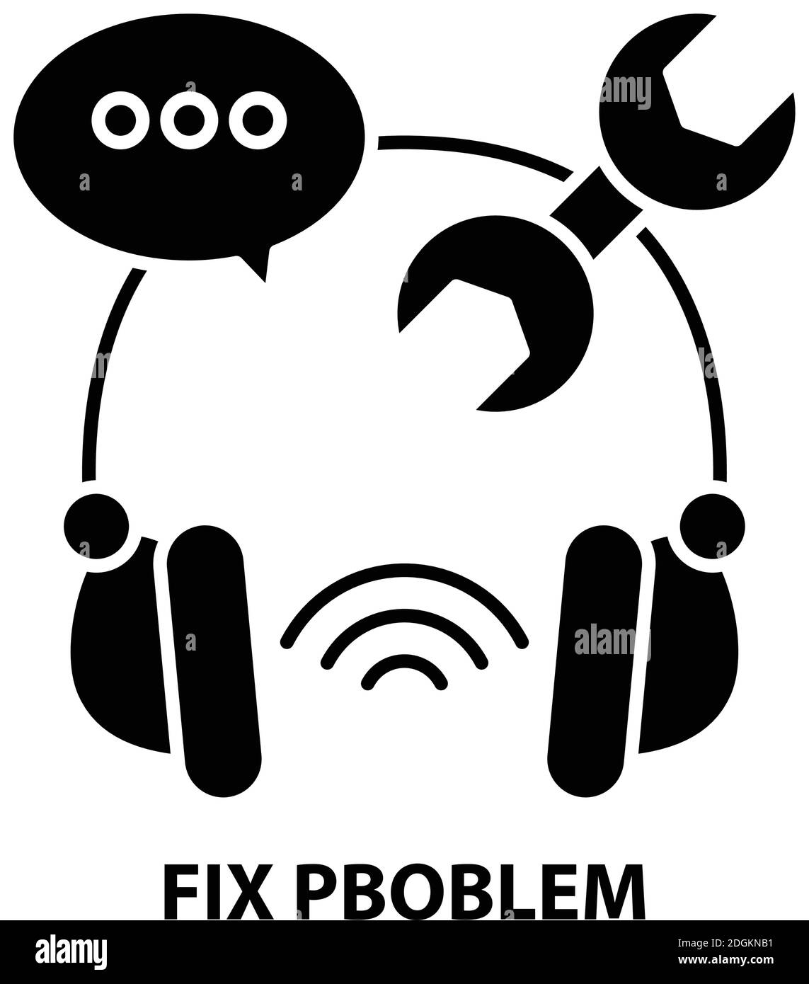 fix pboblem icon, black vector sign with editable strokes, concept ...