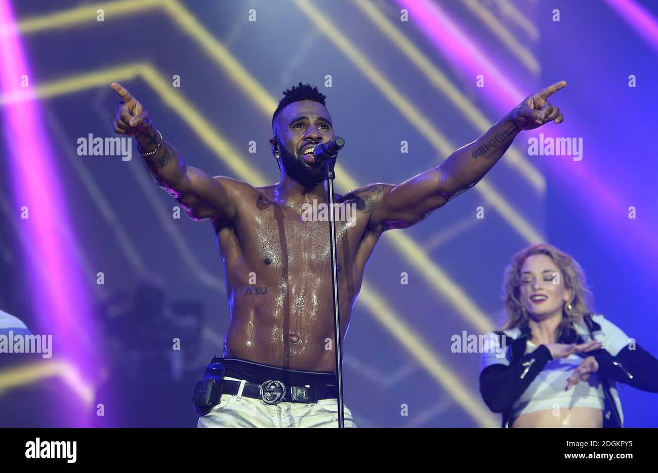 Jason Derulo performs on stage during the Capital FM Jingle Bell Ball ...