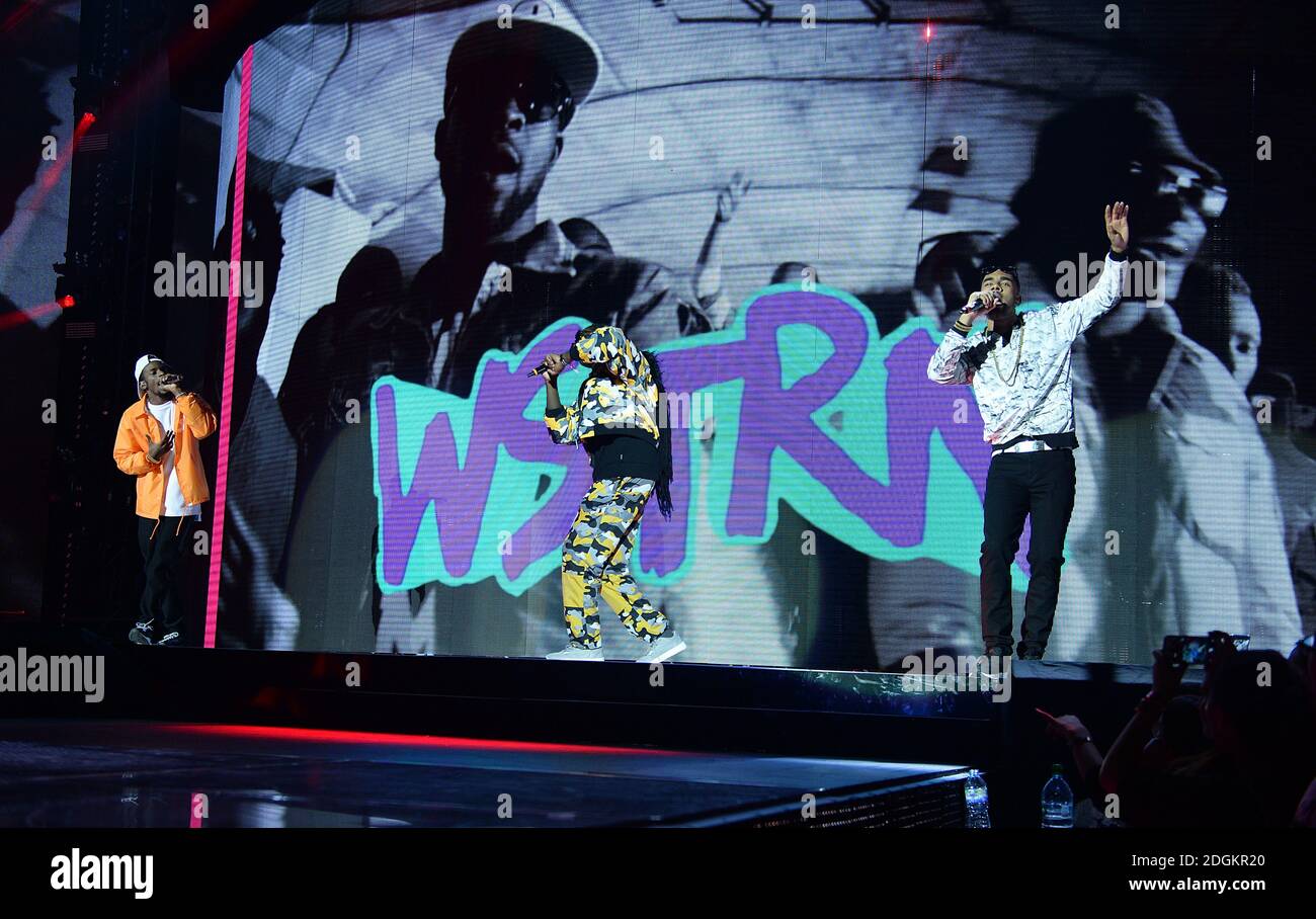 Haile Rei, Louis Rei, Akelle Charles of WSTRN perform on stage during ...