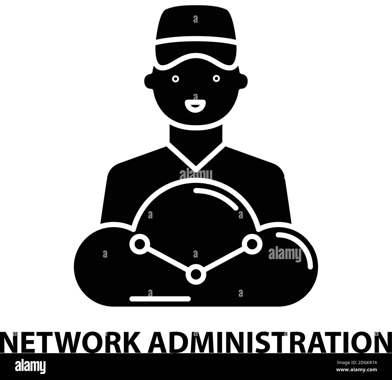 network administration icon, black vector sign with editable strokes ...