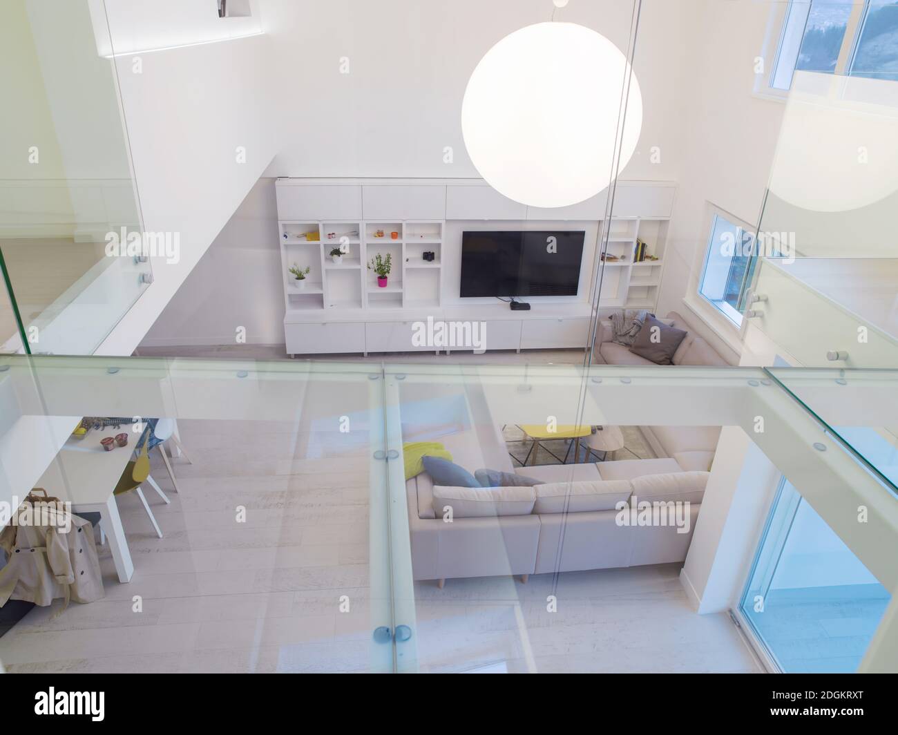 Interior of a two level apartment Stock Photo - Alamy