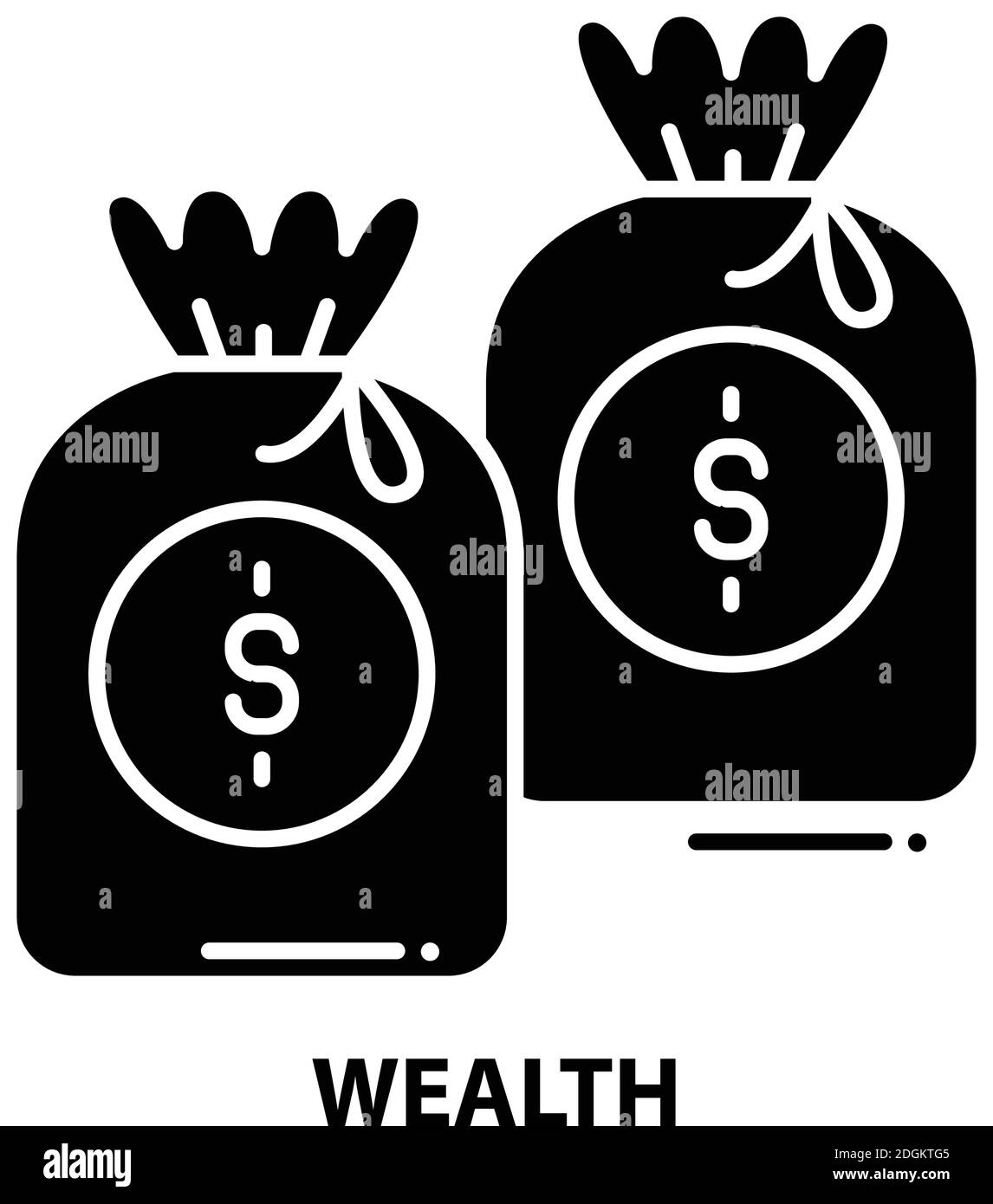 wealth icon, black vector sign with editable strokes, concept ...