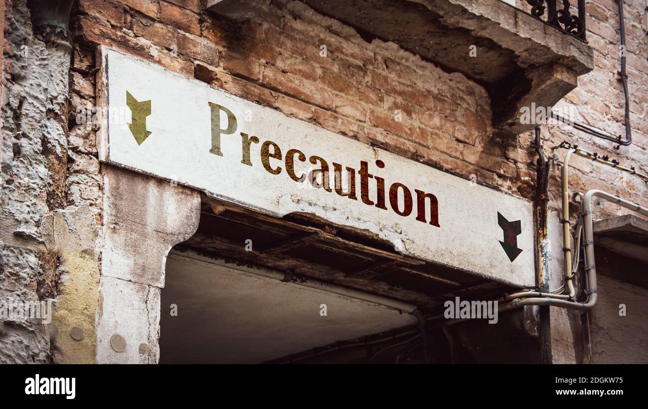 Street Sign to Precaution Stock Photo - Alamy