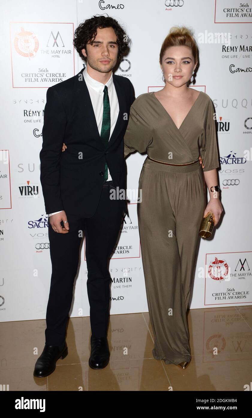 Toby Sebastian and Florence Pugh arriving at the Critics Circle Film ...