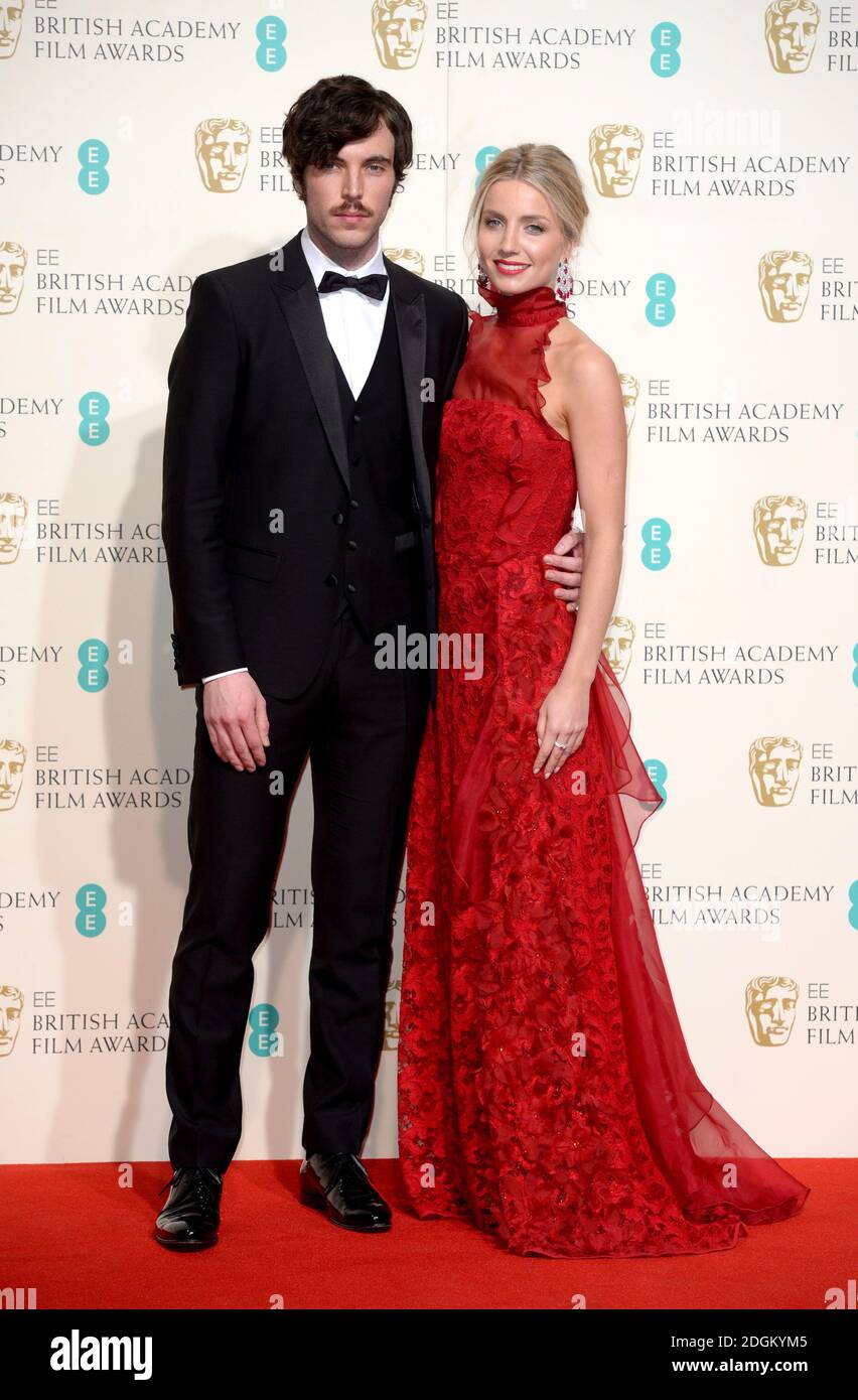Annabelle Wallis and Tom Hughes in the press room during the EE British ...