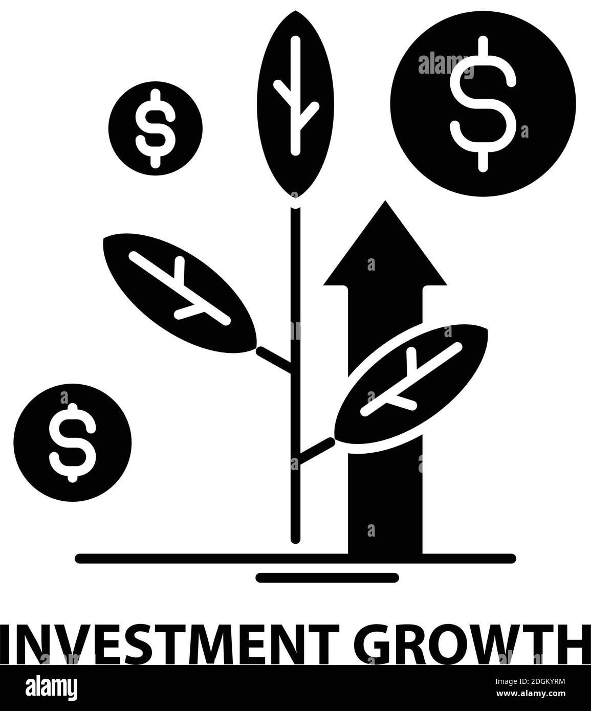 investment growth symbol icon, black vector sign with editable strokes ...