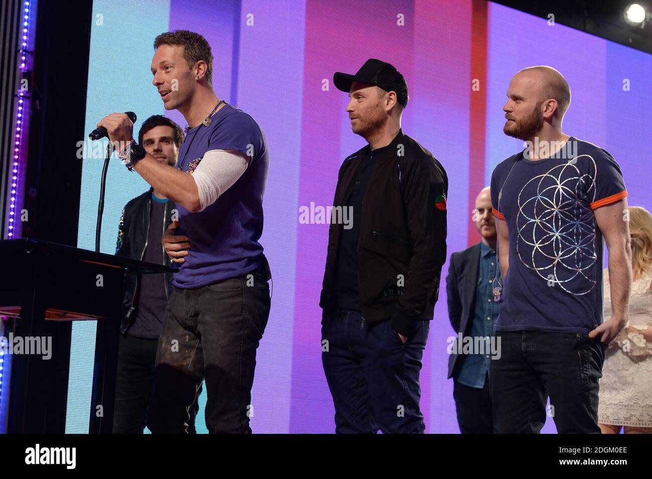 Coldplay collect the Godlike Genius Award during the NME Awards 2016 ...