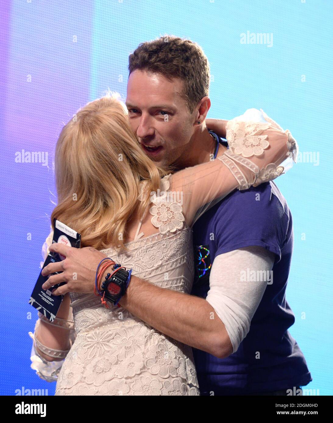 Chris Martin of Coldplay with Kylie Minogue during the NME Awards 2016 with Austin, Texas at the ...
