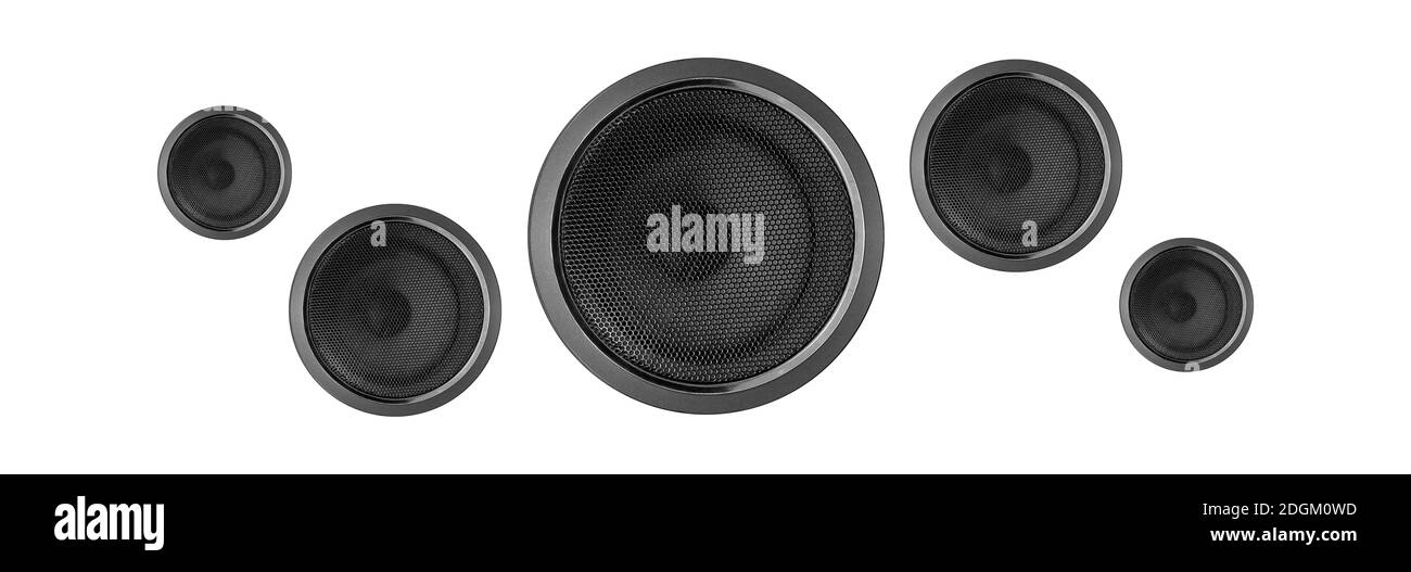 Music and sound - Front view one five way line array loudspeaker ...