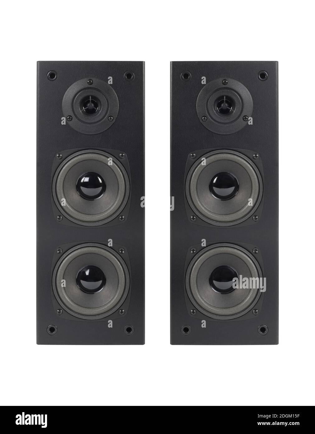 Music and sound - Front view three line array loudspeaker enclosure ...