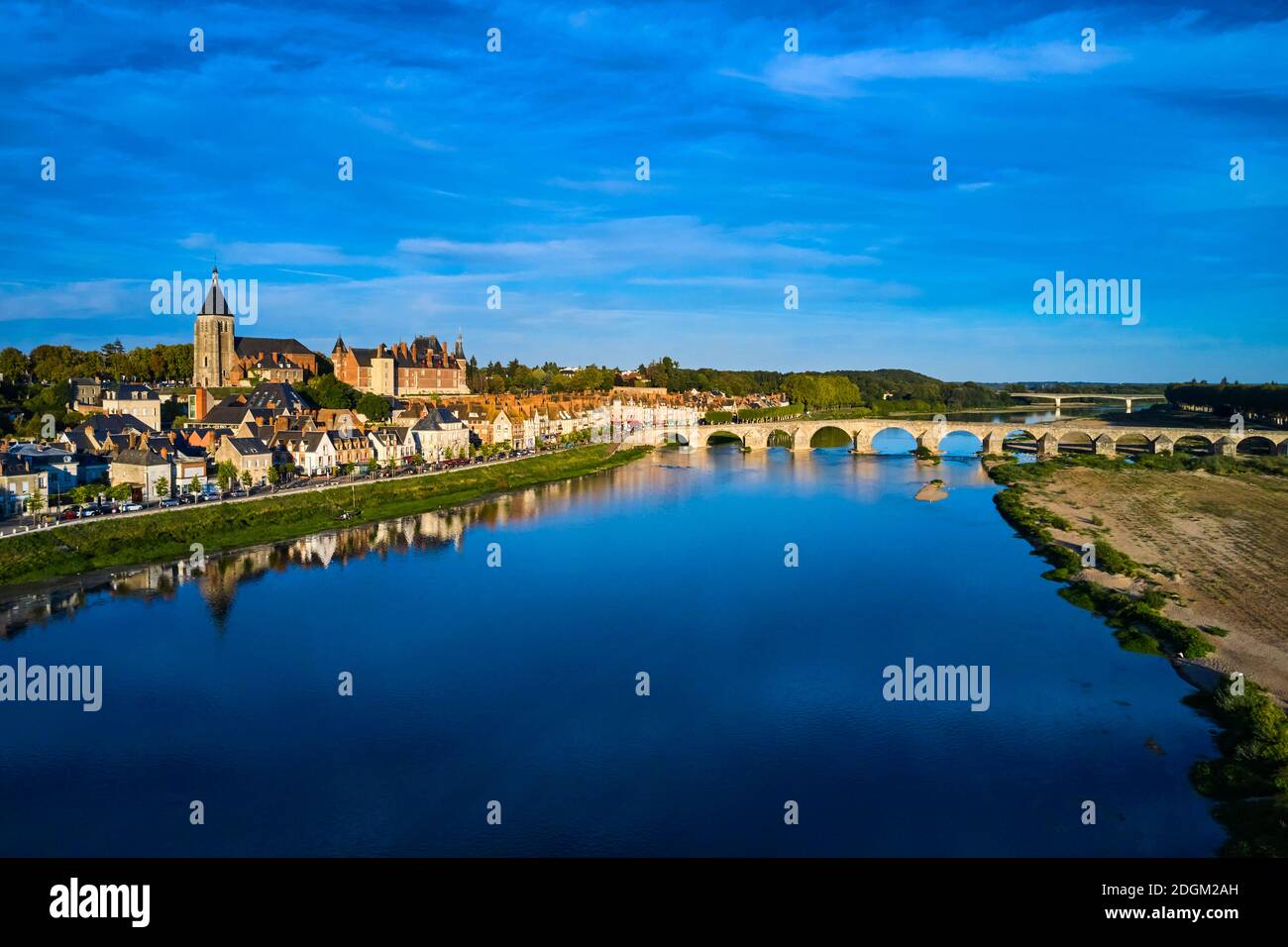 France, Loiret (45), Gien, the Saint Joan of Arc church, the castle and ...
