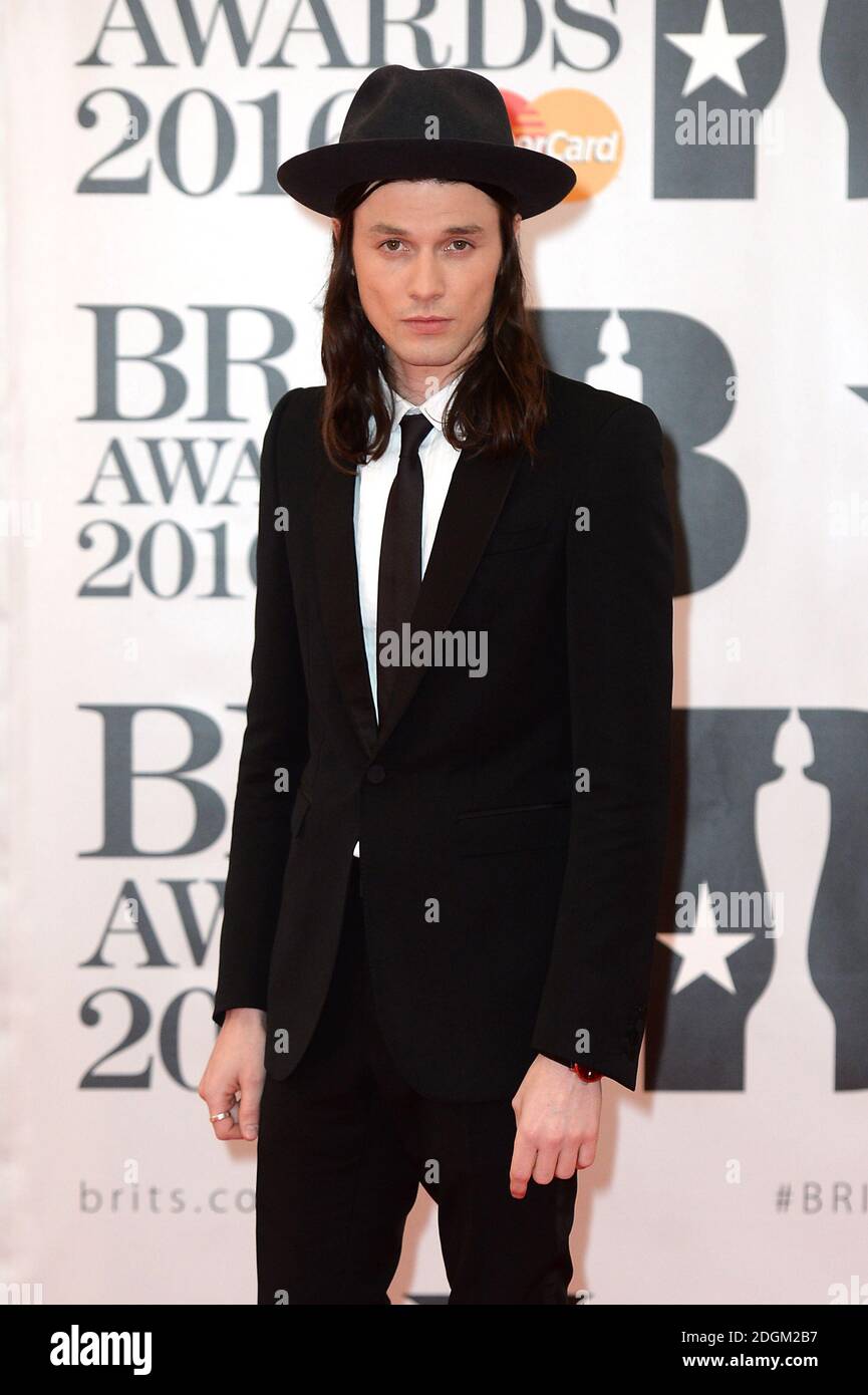 James Bay arriving for the 2016 Brit Awards at the O2 Arena, London ...