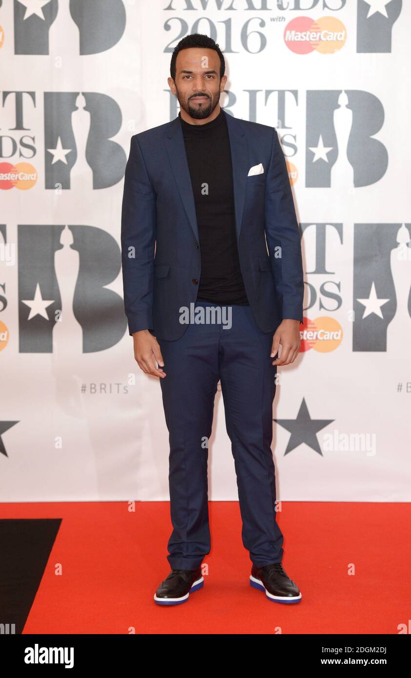 Craig David arriving for the 2016 Brit Awards at the O2 Arena, London ...