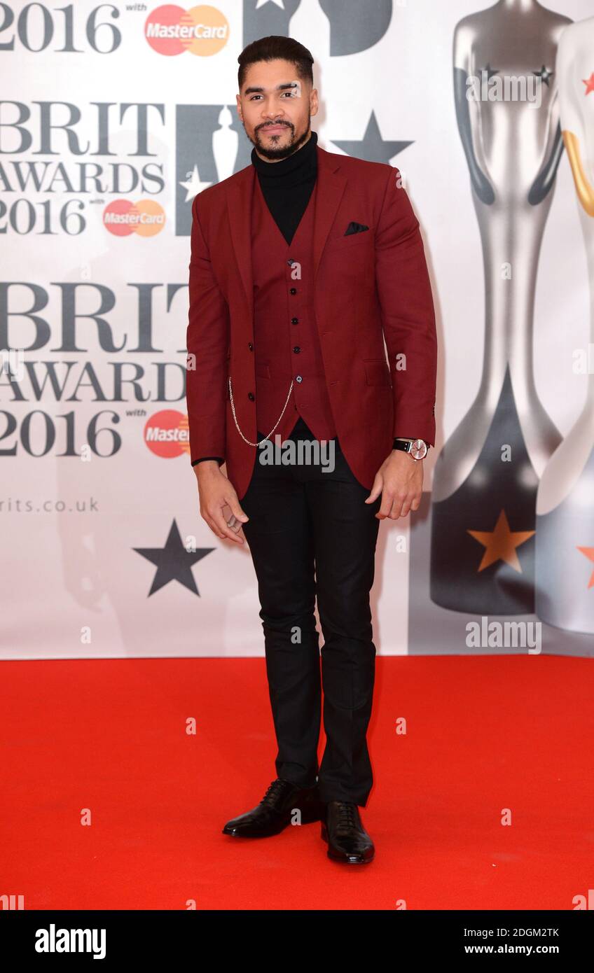 Louis Smith arriving for the 2016 Brit Awards at the O2 Arena, London ...