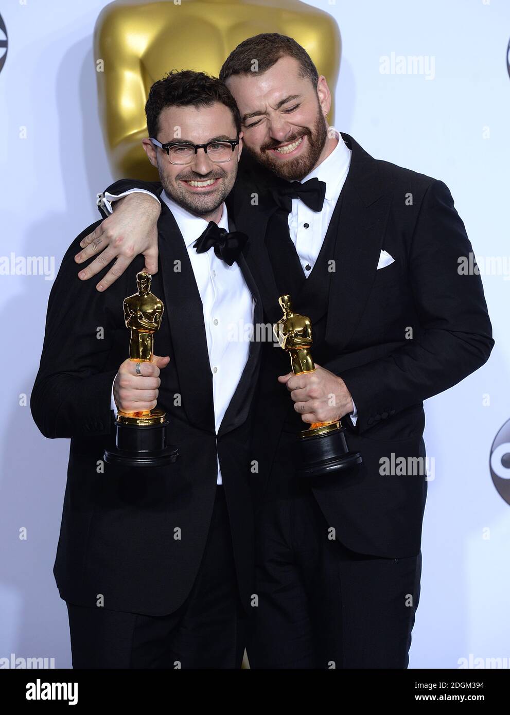 Jimmy Napes and Sam Smith with the Oscar for Original Song 'Writing's ...