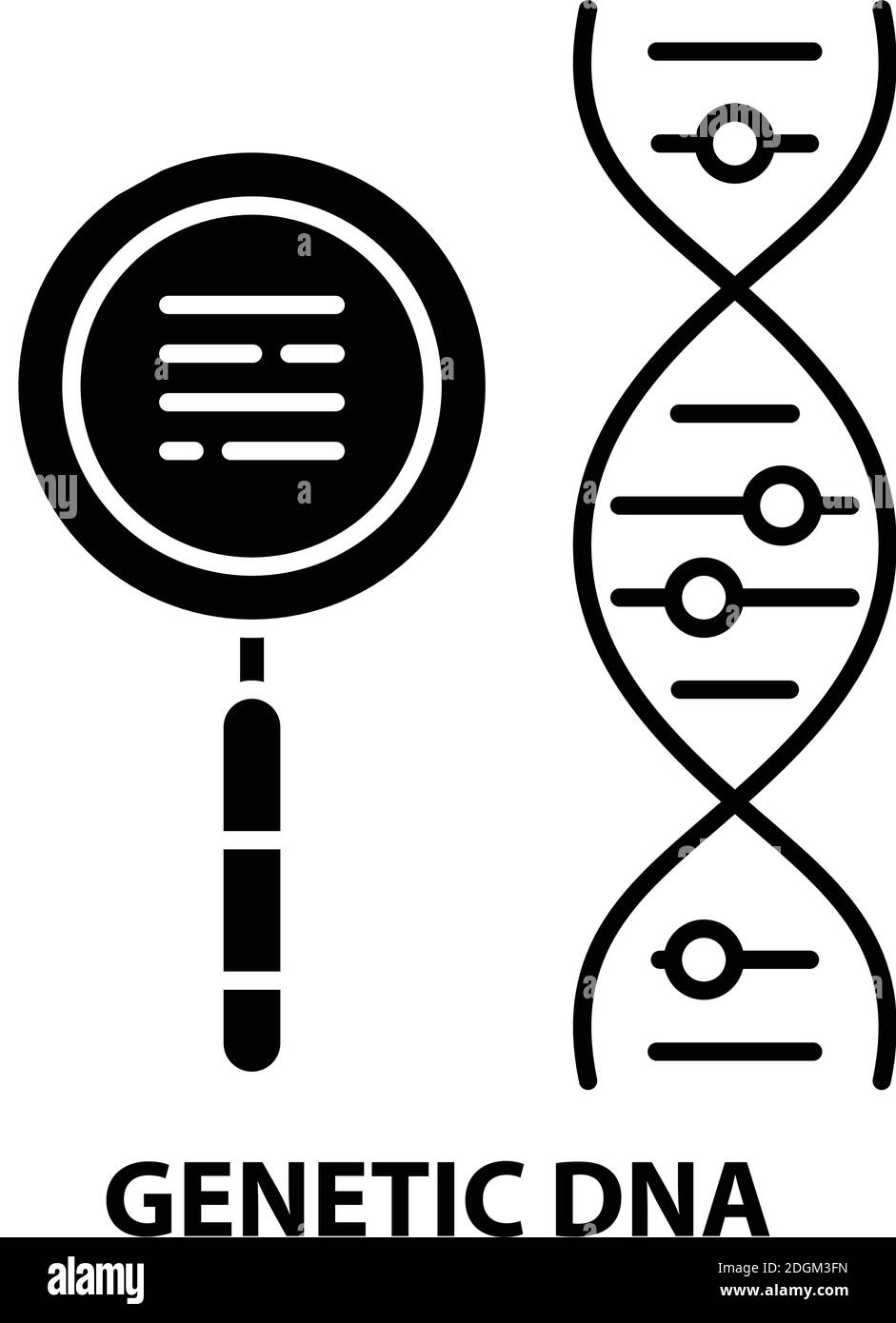 genetic dna icon, black vector sign with editable strokes, concept ...