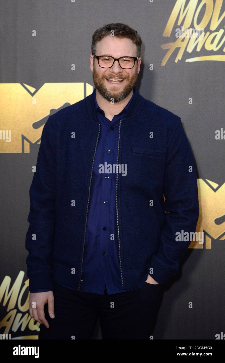 Seth Rogen arriving at the 2016 MTV Movie Awards, Warner Bros Studios ...