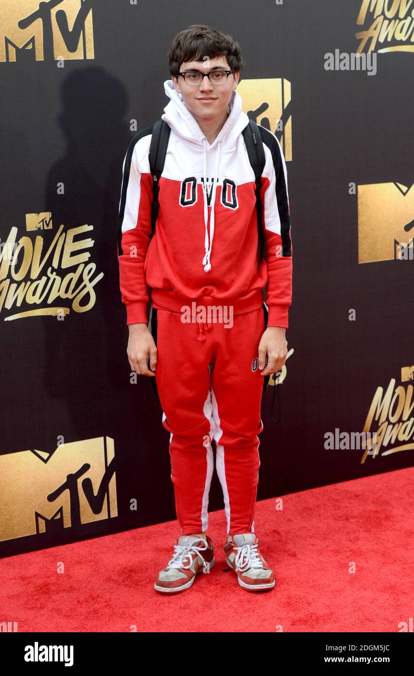 Brandon Wardell arriving at the 2016 MTV Movie Awards, Warner Bros ...