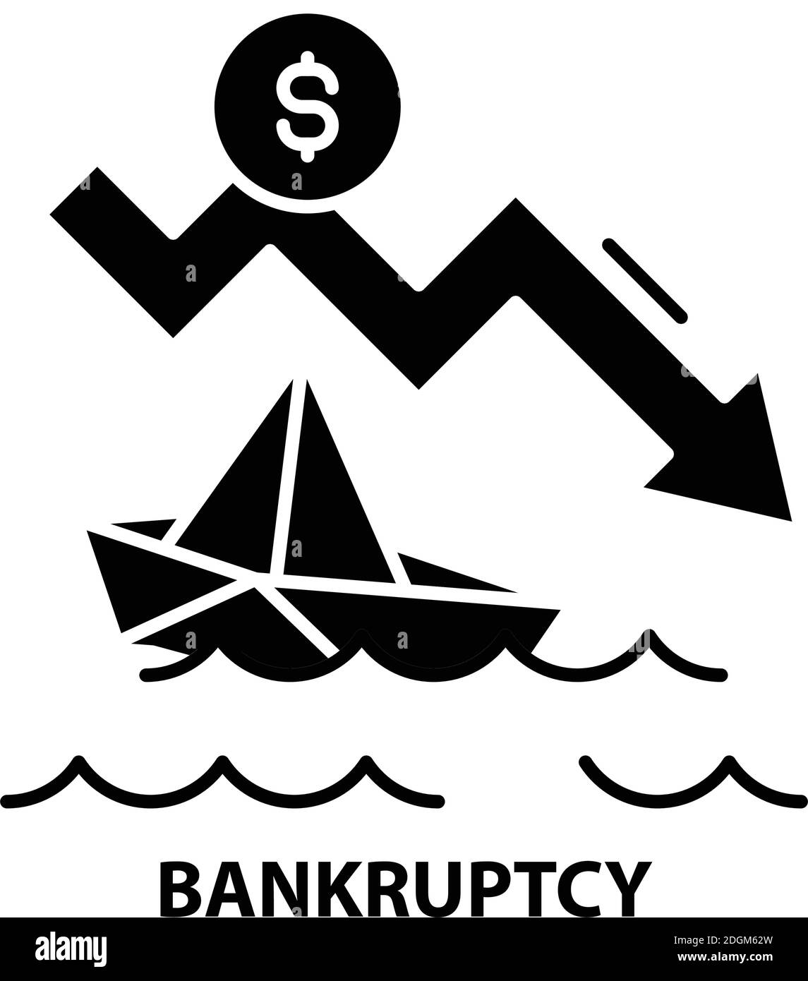 bankruptcy icon, black vector sign with editable strokes, concept ...