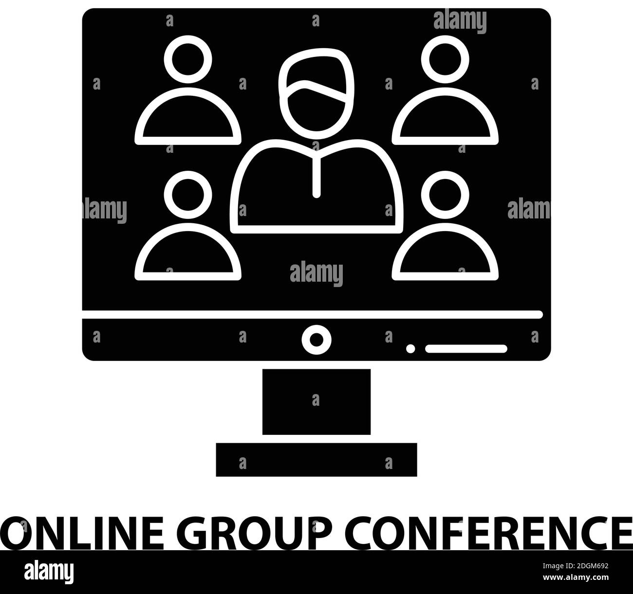 online group conference icon, black vector sign with editable strokes ...