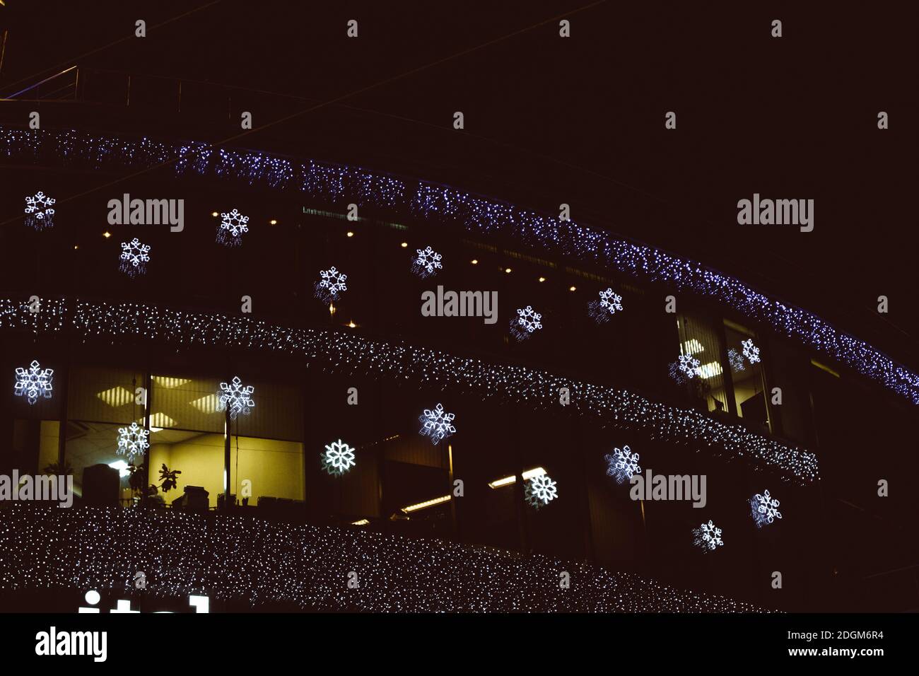 office building tower christmas decoration illumination work on the ...