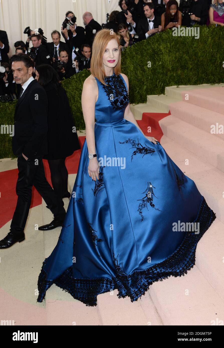 Jessica Chastain attending The Metropolitan Museum of Art Met Gala 2016 ...