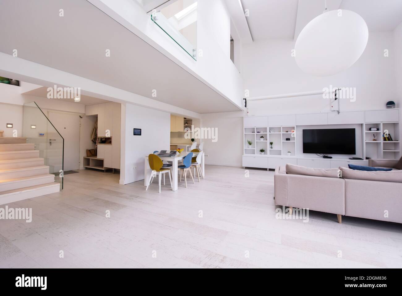 Interior of a two level apartment Stock Photo - Alamy