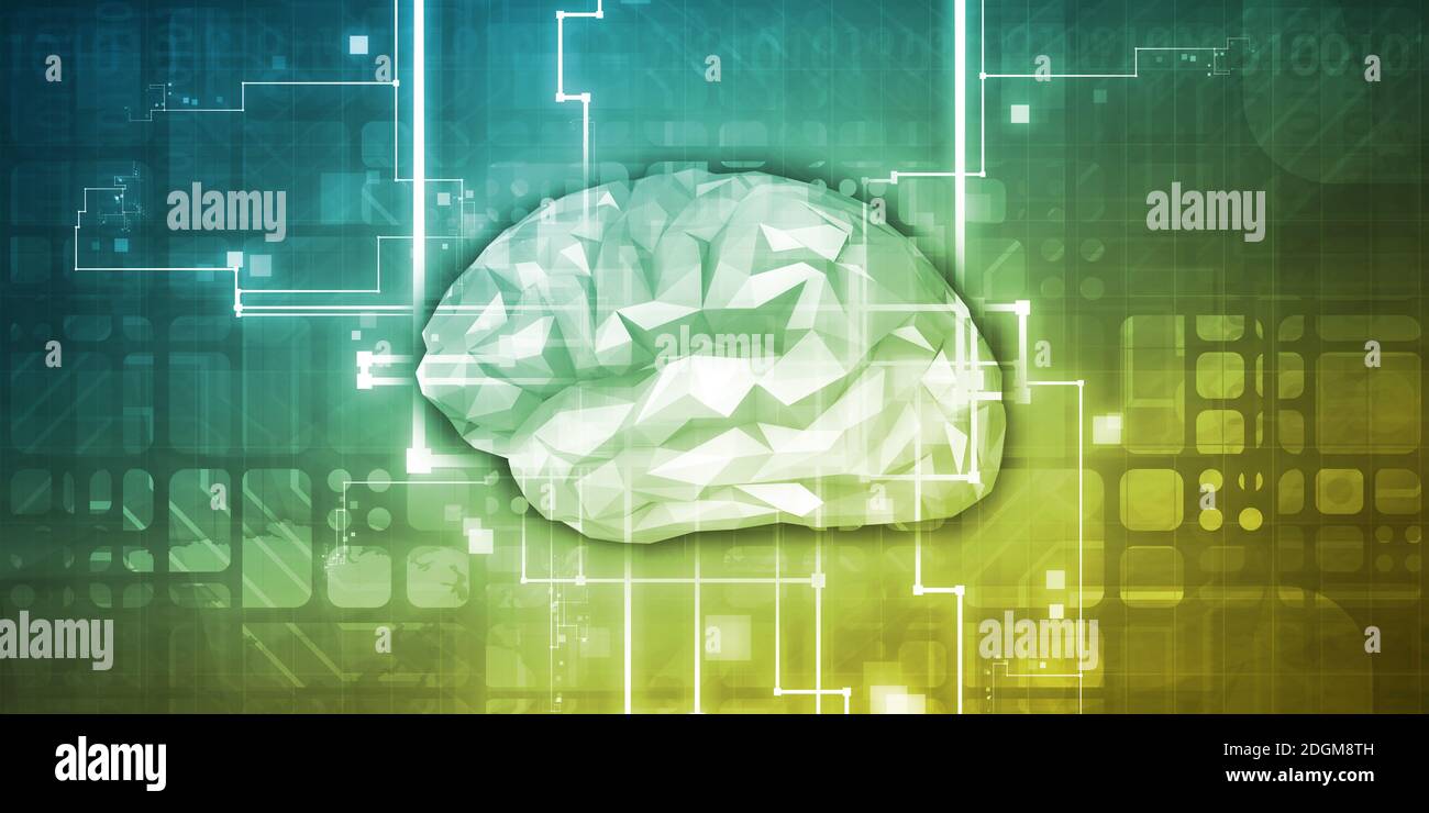 Science Technology with Brain Stock Photo - Alamy