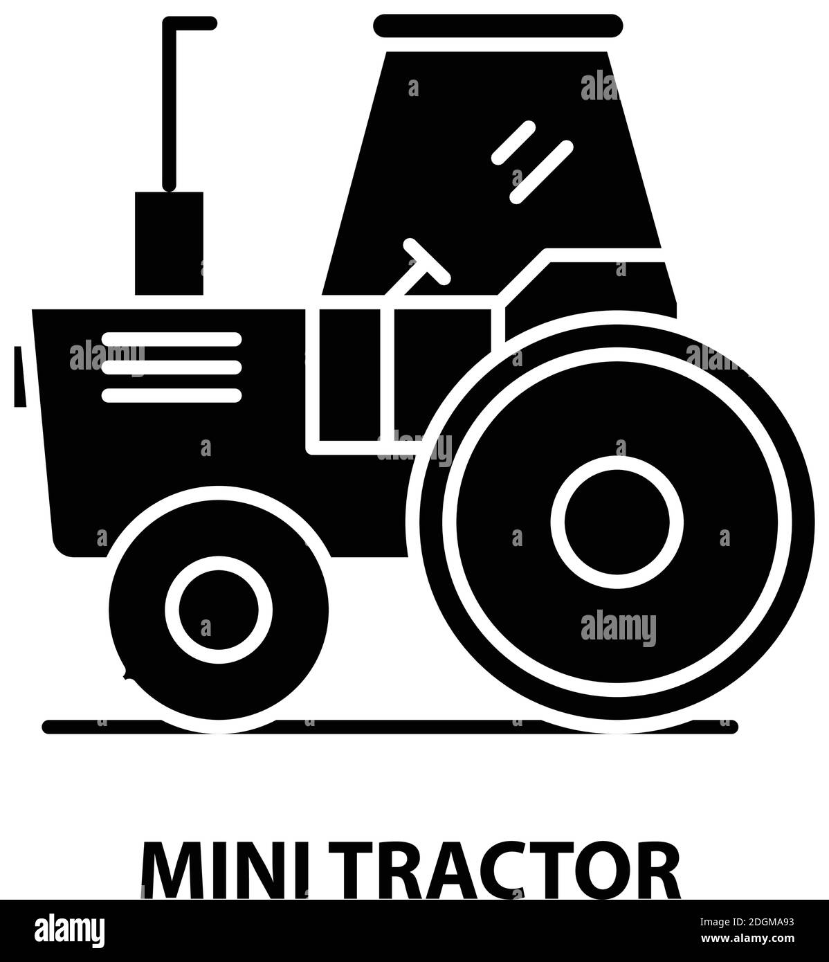 mini tractor icon, black vector sign with editable strokes, concept ...