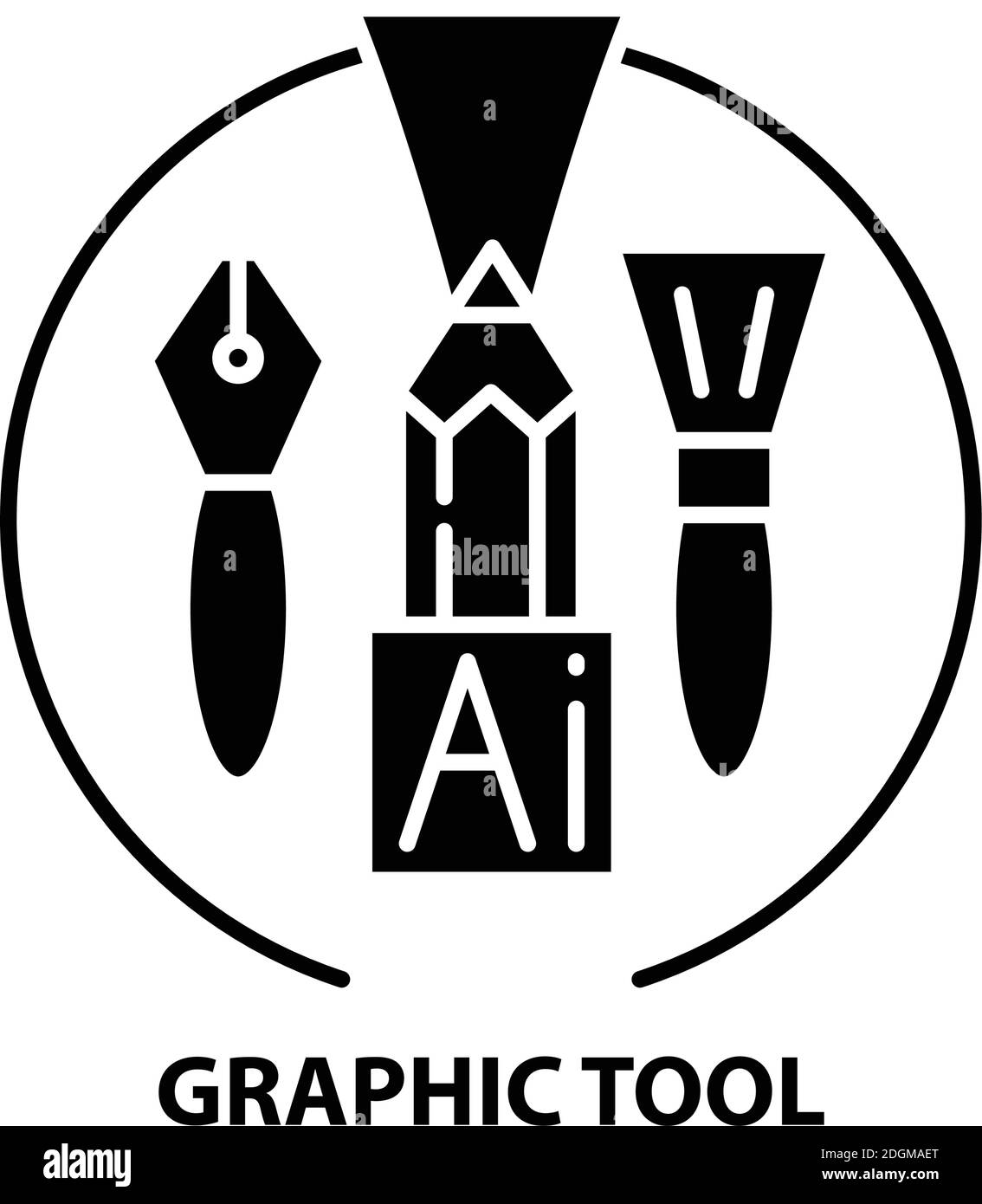 graphic tool icon, black vector sign with editable strokes, concept ...