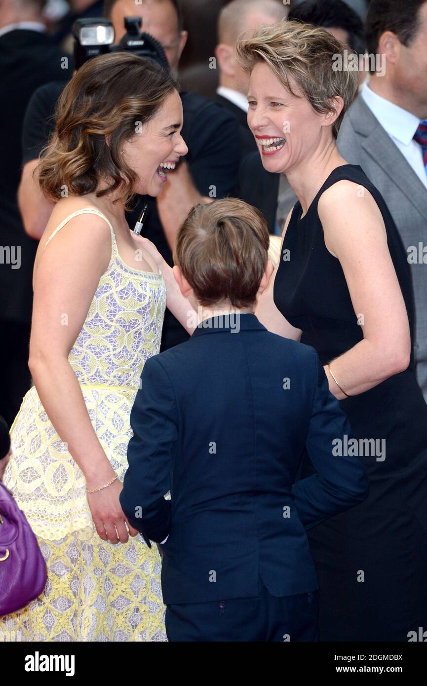 Emilia Clarke and Thea Sharrock attending the Me Before You premiere ...