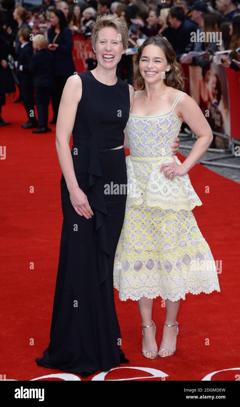 Emilia Clarke and Thea Sharrock attending the Me Before You premiere ...