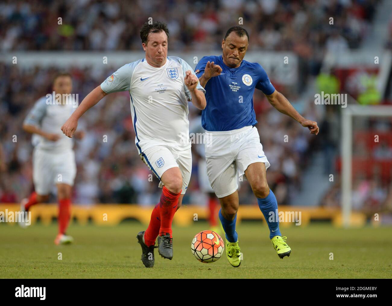 Robbie Fowler and Cafu during Soccer Aid 2016 at Old Trafford ...