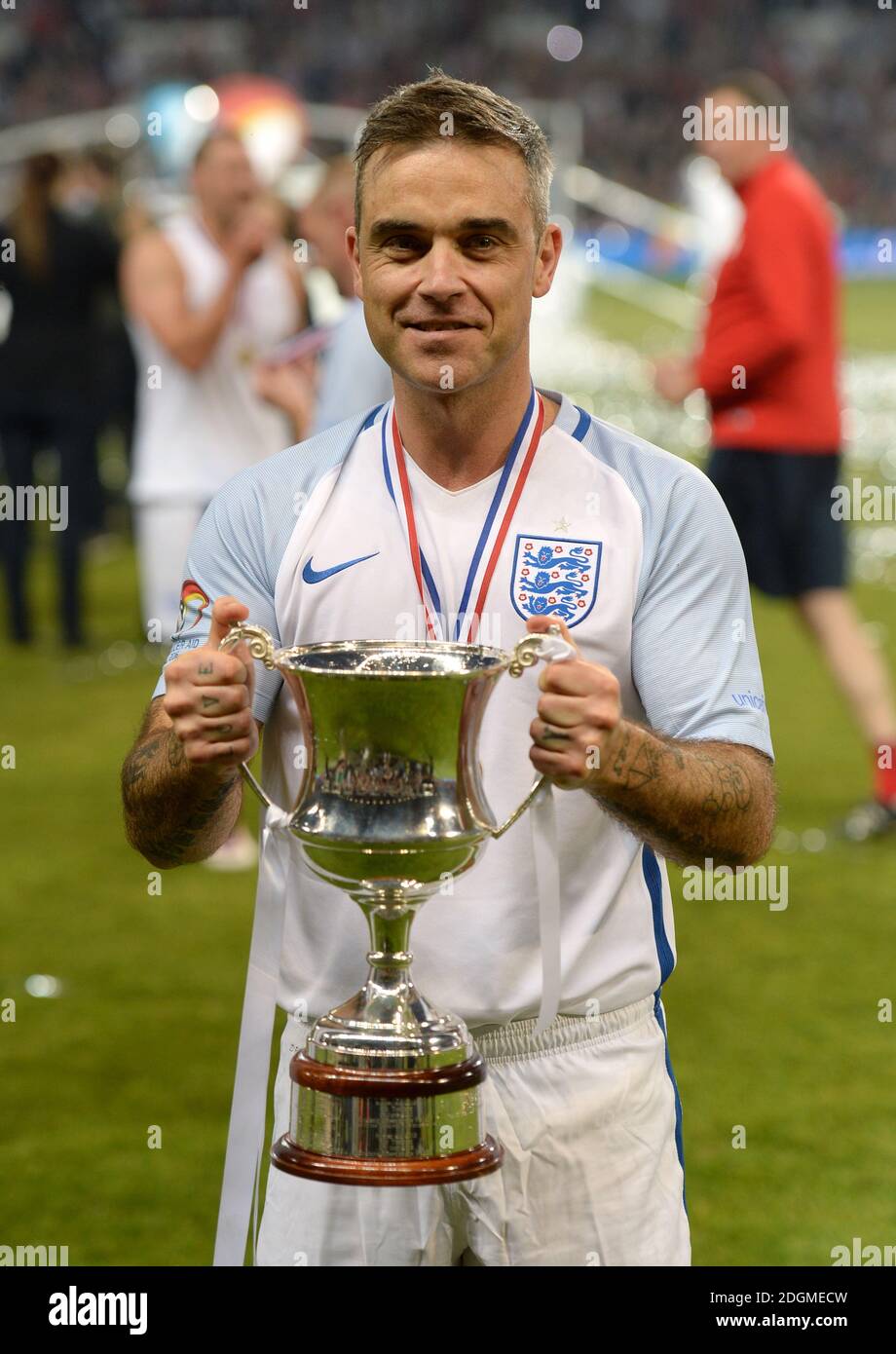 Robbie Williams during Soccer Aid 2016 at Old Trafford, Manchester ...