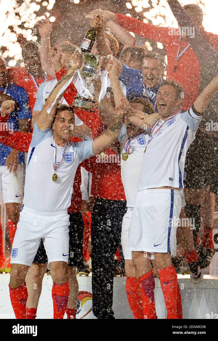 England celebrate beating the Rest Of The World during Soccer Aid 2016 ...