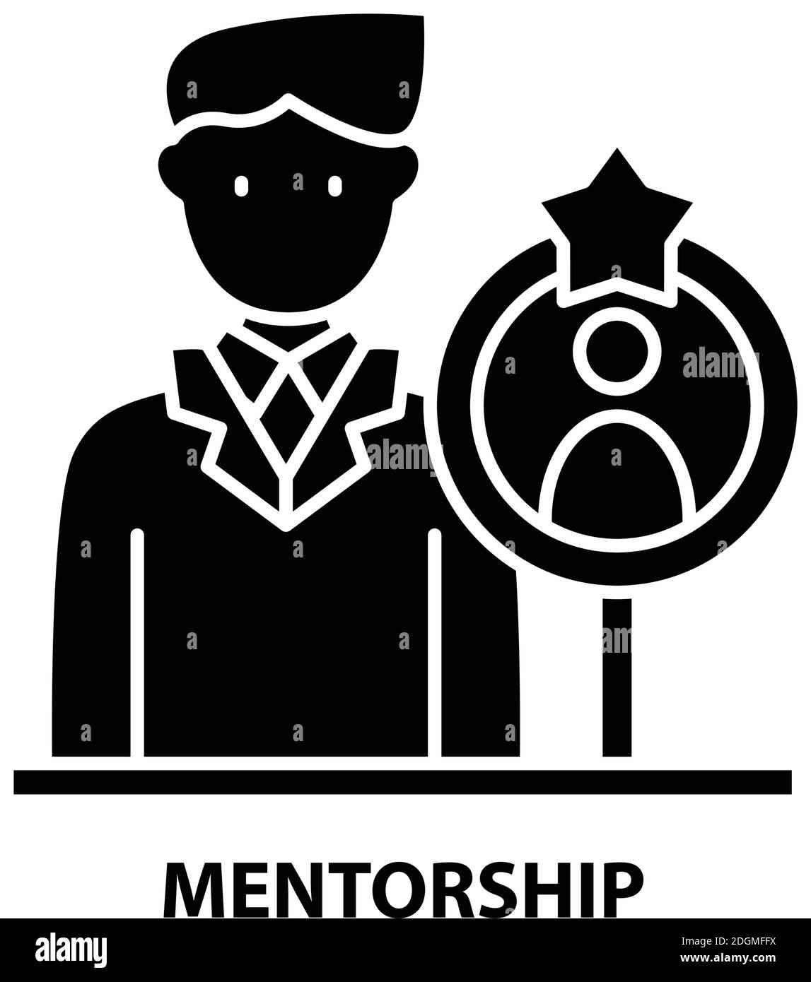 mentorship icon, black vector sign with editable strokes, concept ...