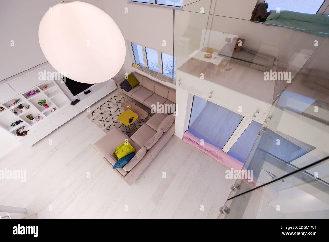 Interior of a two level apartment Stock Photo - Alamy