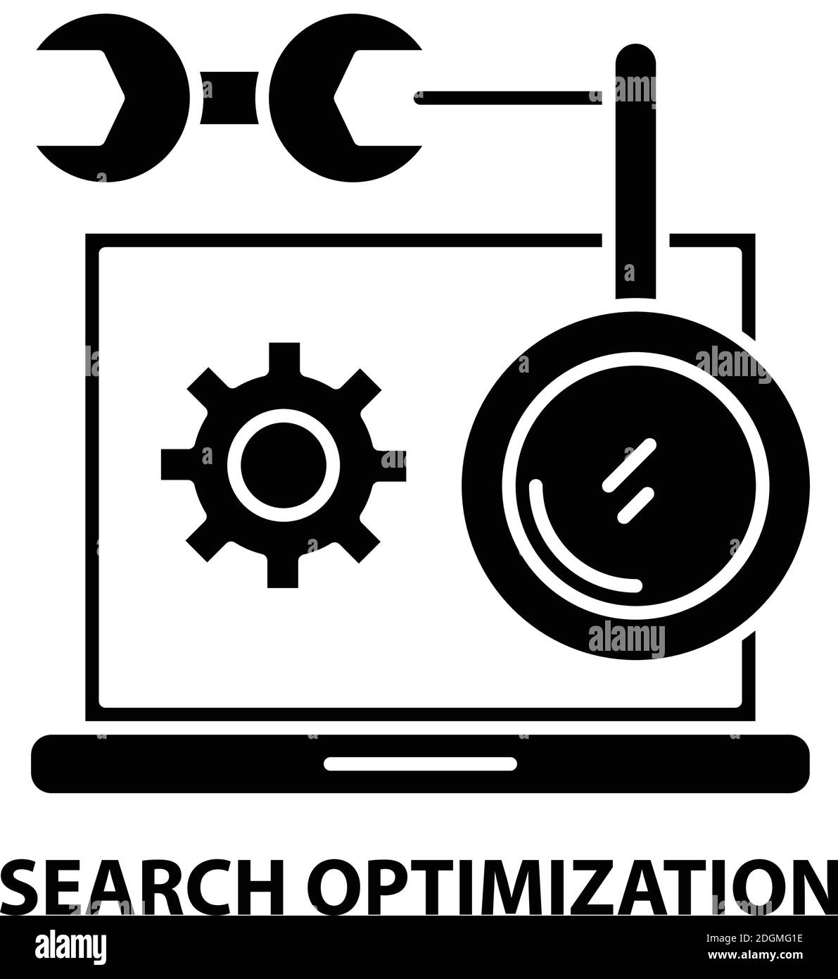 search optimization icon, black vector sign with editable strokes ...