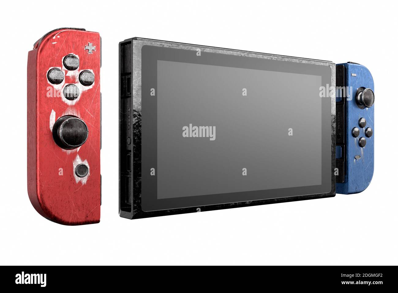 Conceptual used video game controllers attached to touch screen with ...