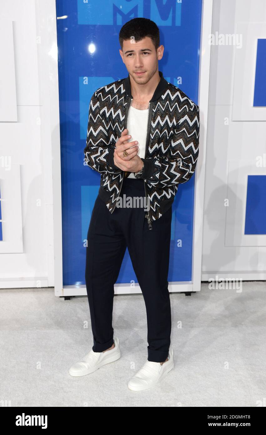 Nick Jonas arriving at the MTV Video Music Awards 2016, Madison Square ...