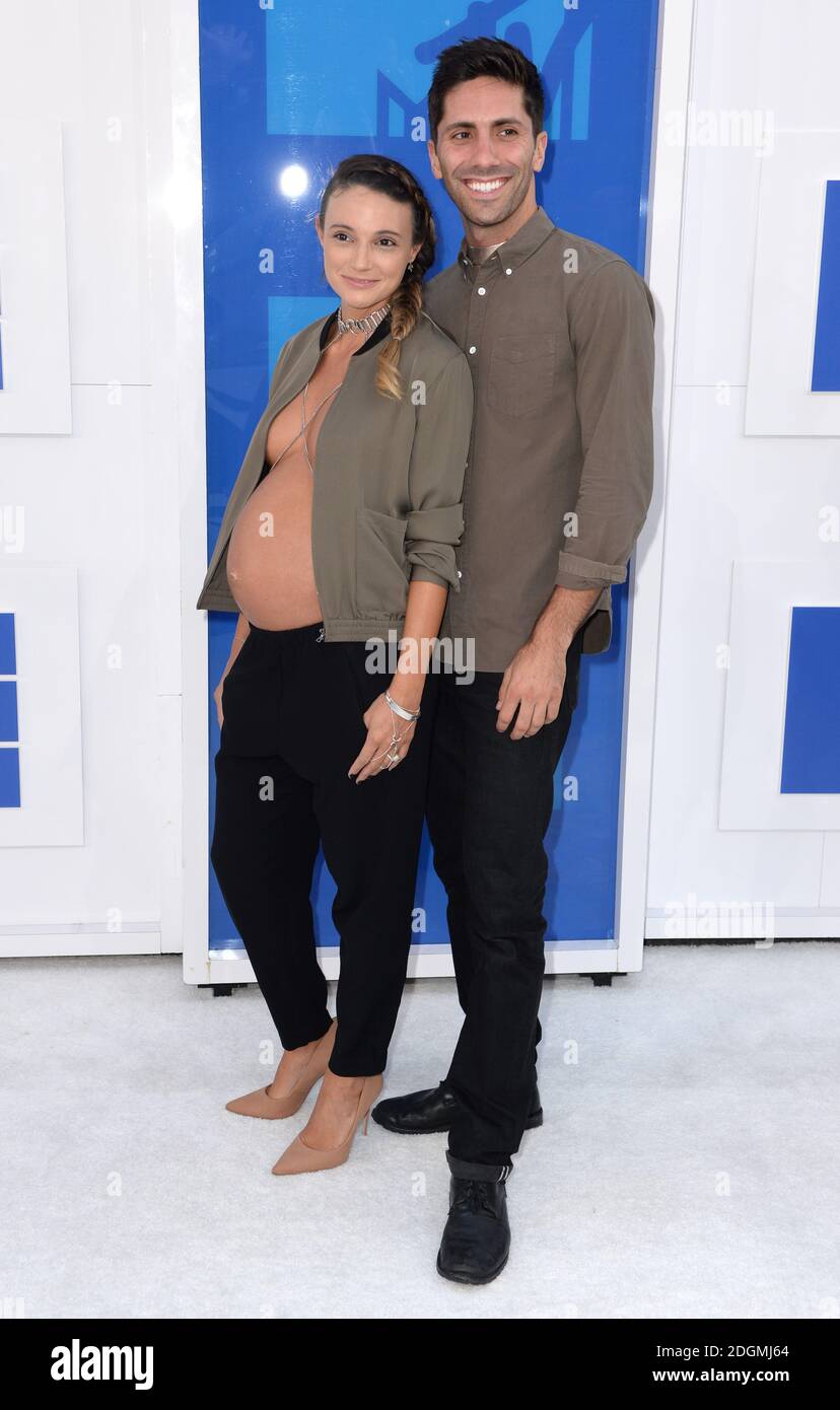 Laura Perlongo and Nev Schulman arriving at the MTV Video Music Awards ...