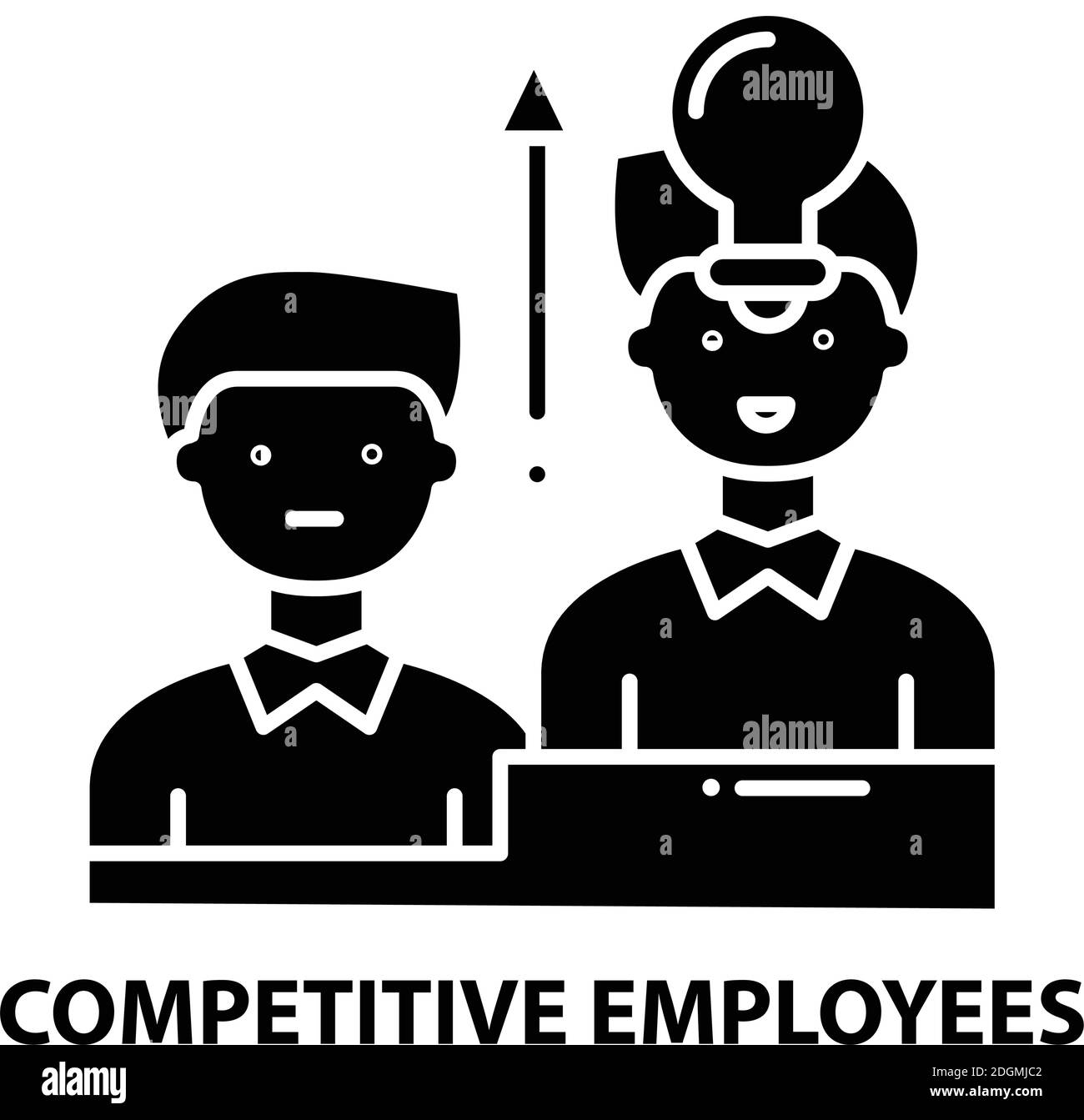 competitive employees icon, black vector sign with editable strokes ...
