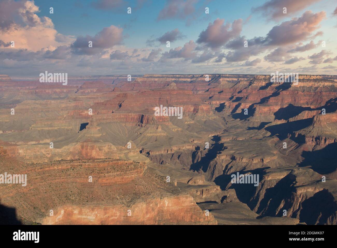 An aerial shot of the sunset over the magnificent Grand Canyon, USA ...