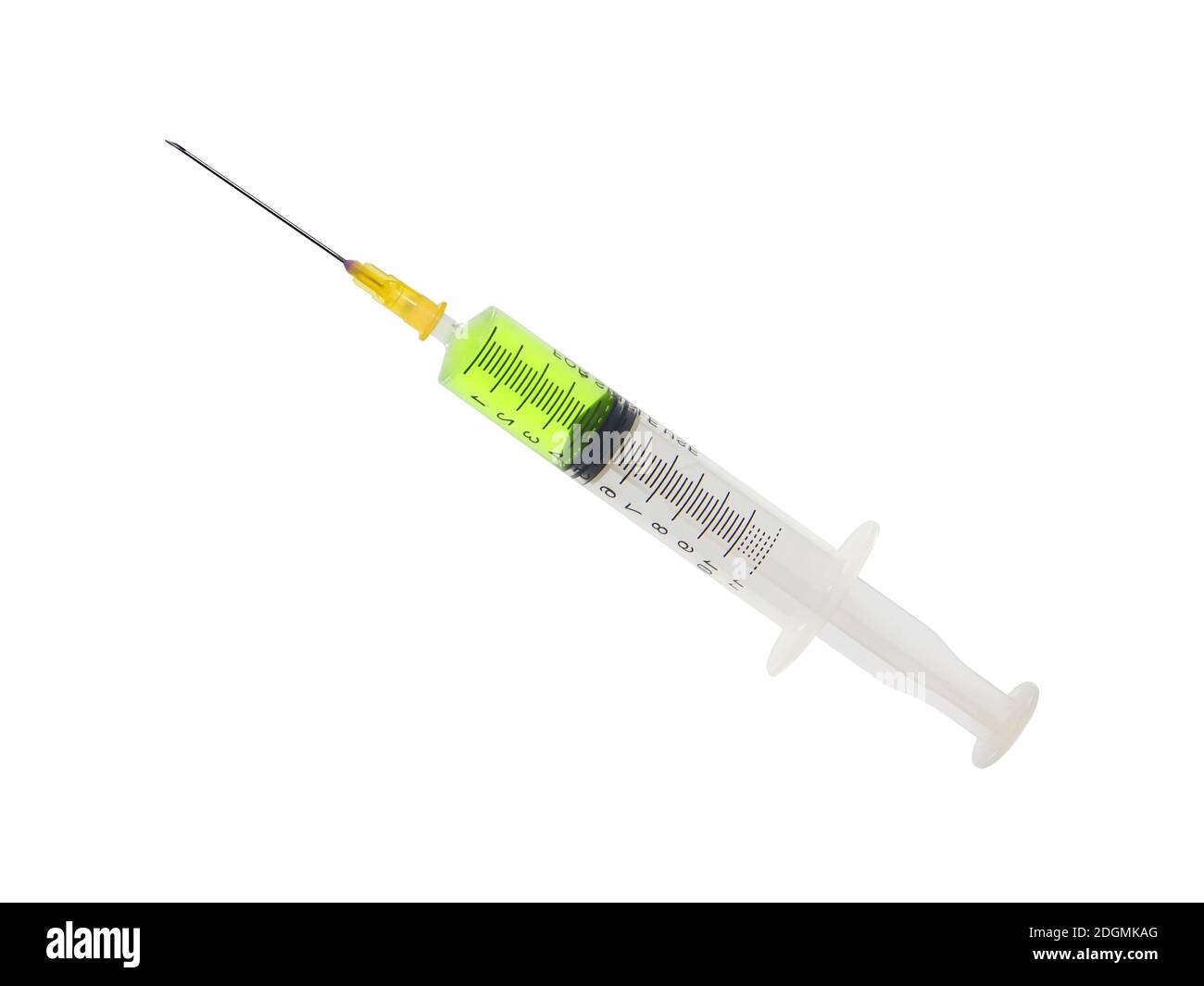 Medical syringe with yellow serum isolated on white Stock Photo - Alamy